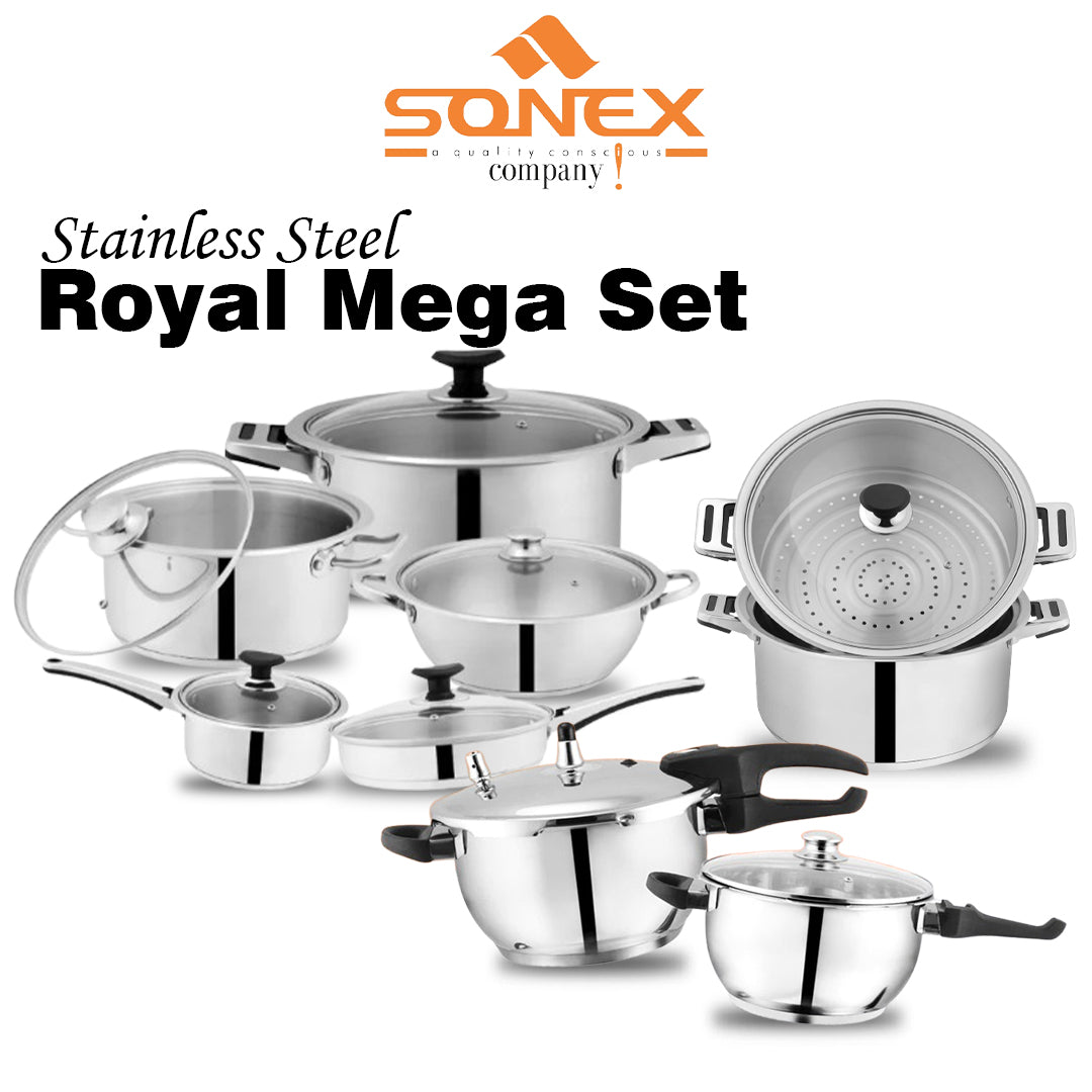 Sonex Stainless Steel Royal Mega Set with (Glass Lid) – shoppingzones